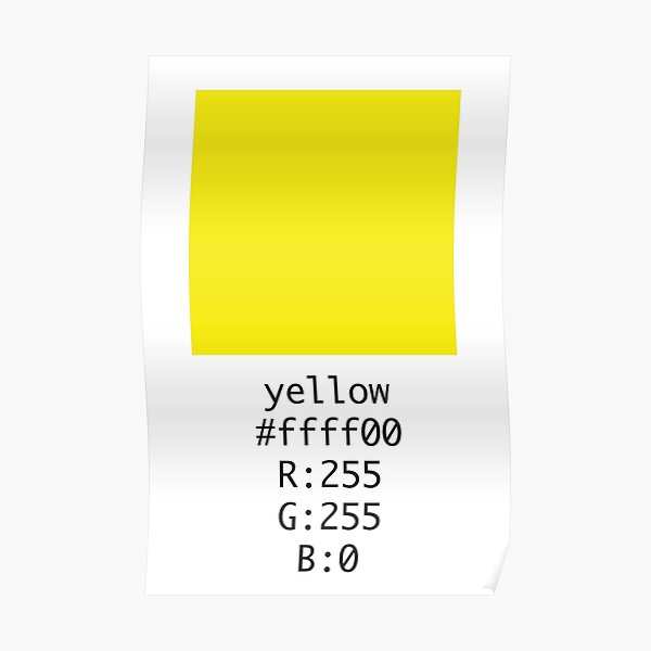 "Yellow Hex and RGB Code " Poster for Sale by Number3art | Redbubble