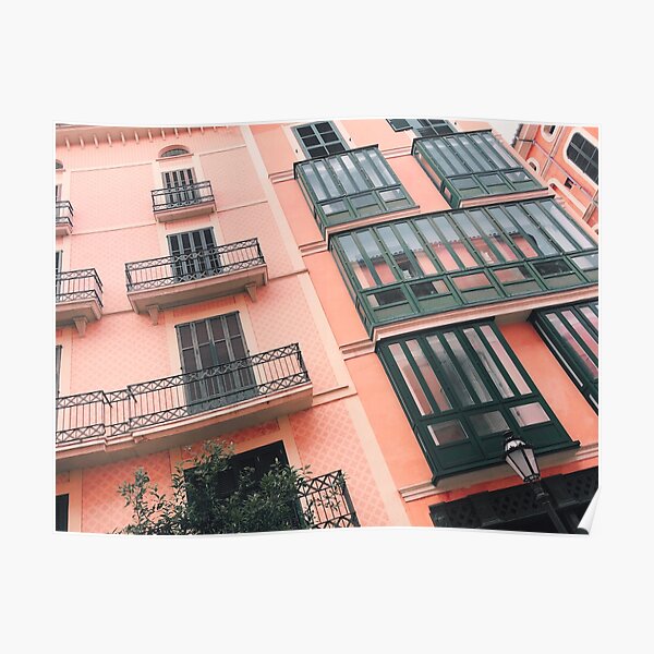 "Coral Pink Building Aesthetic" Poster by M-Artie | Redbubble