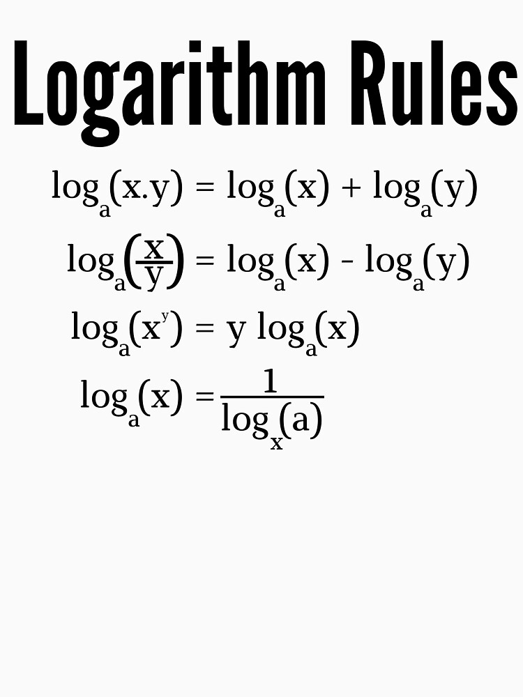 T-shirt « Règles de logarithme - Mathématiques - Règle des logs », par ...
