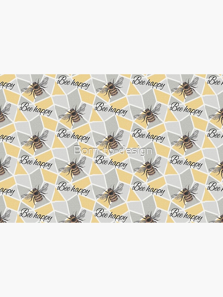 "bumble bee typography geometric bee happy " Bath Mat for Sale by Born ...