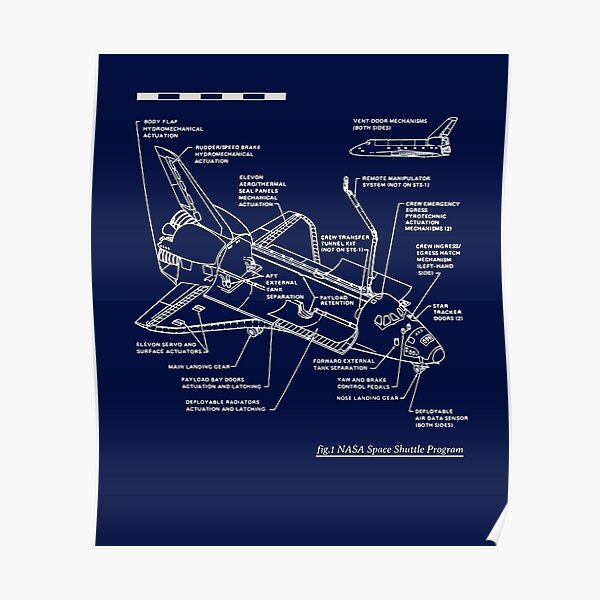 "Space Shuttle Challenger - Spacecraft blueprint" Poster for Sale by ...