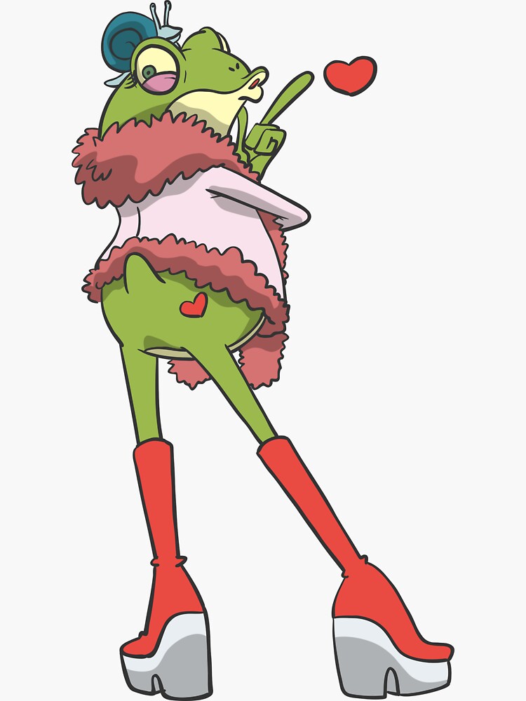 "Frog lady with plateau boots and heart" Sticker by ansgarhugo | Redbubble