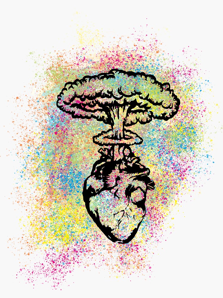 "Exploding Heart Art" Sticker for Sale by HornyPuschel | Redbubble