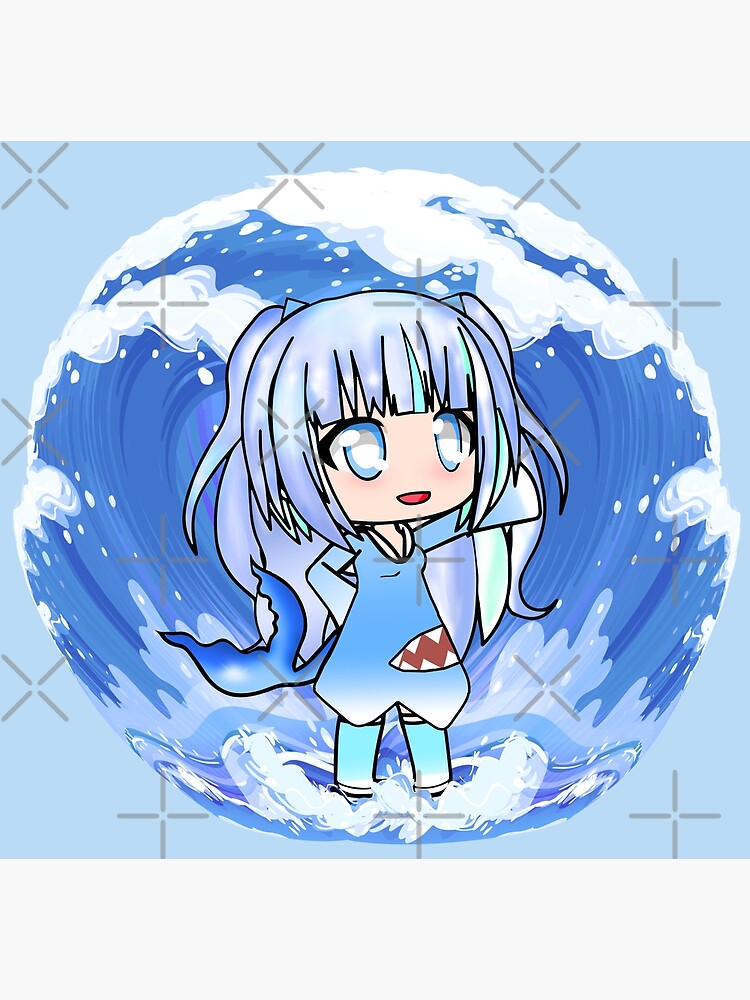 "Gawr Shark Gura kawaii chibi girl in the waves" Art Print by ...