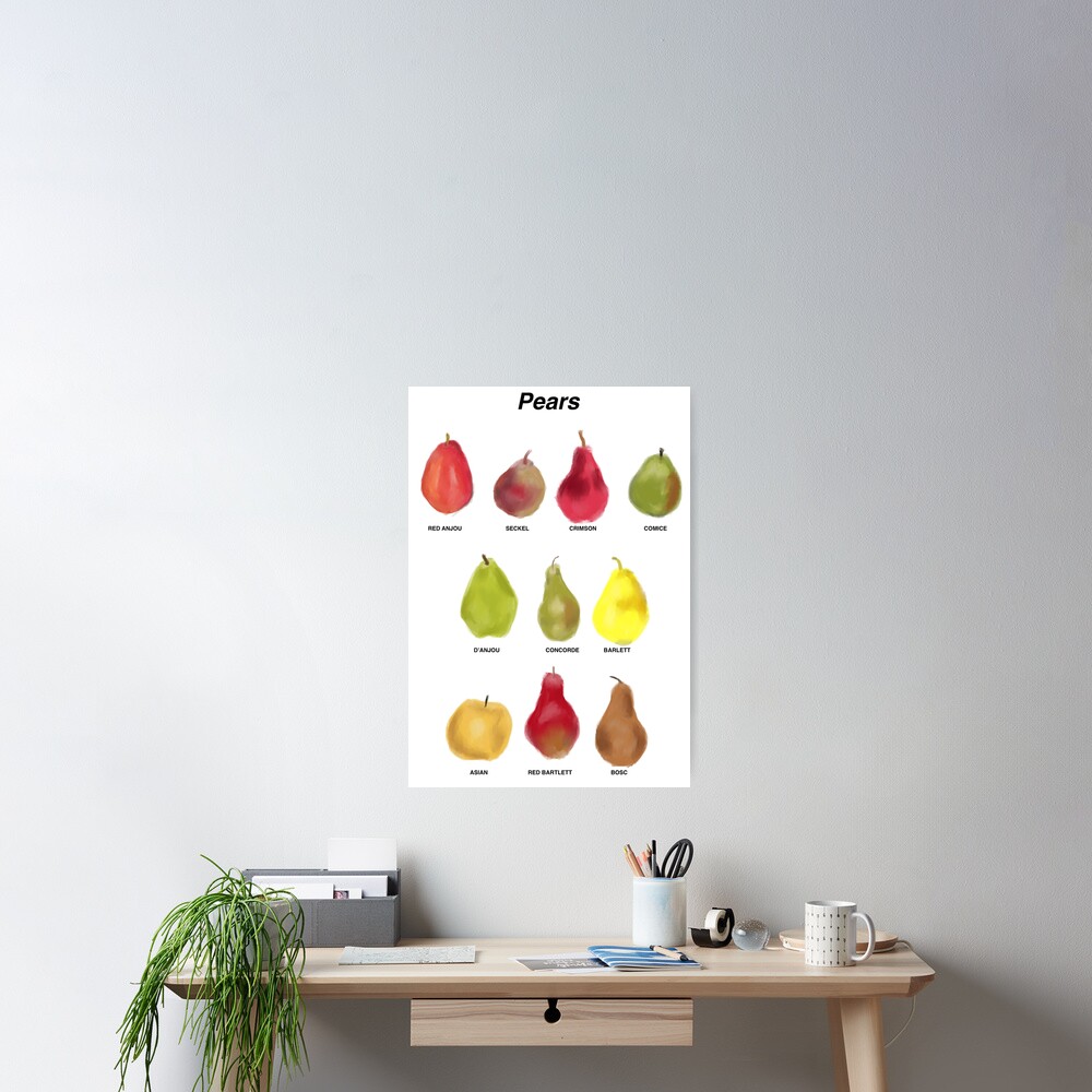 "pear varieties and text" Poster for Sale by thehat24 | Redbubble