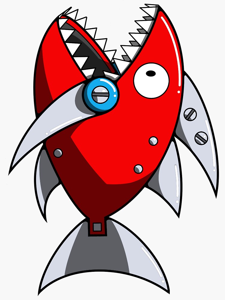 "Sonic 1 Badnik - Chopper" Sticker by James-Walsh | Redbubble