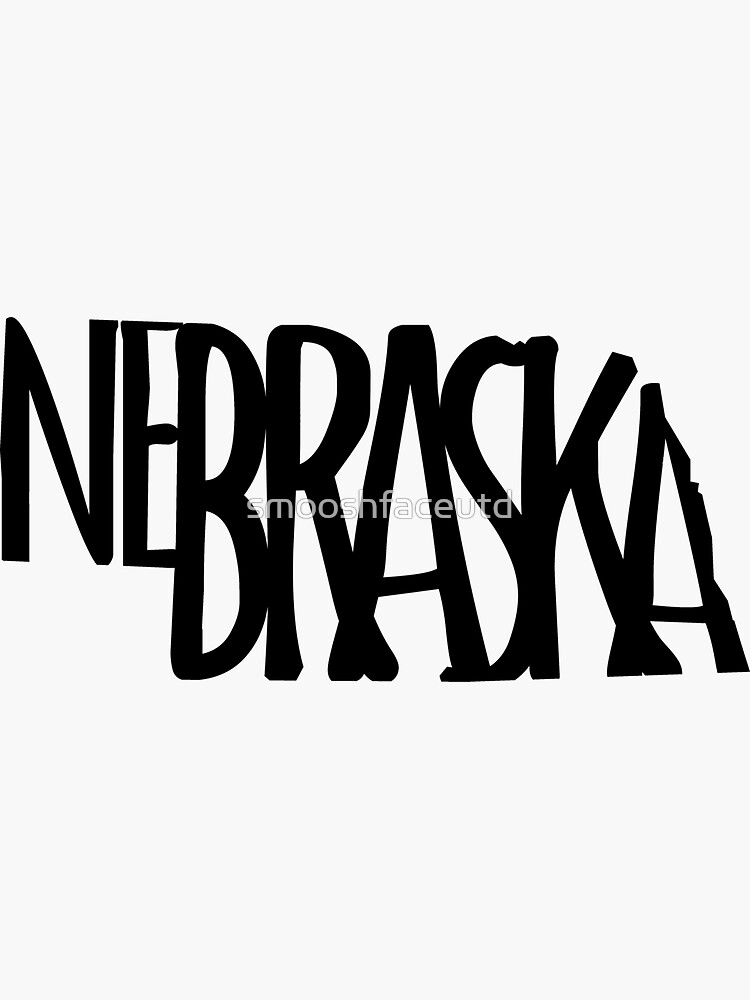 "Nebraska state silhouette design - NE gifts - Nebraska text in black ...