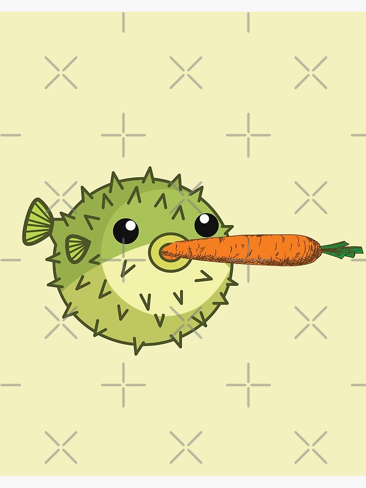 "Pufferfish Eating a Carrot " Art Board Print for Sale by StarByAsem ...