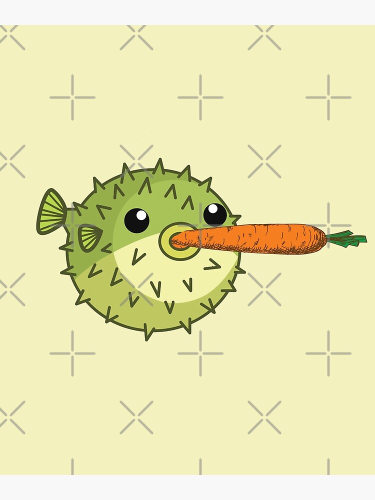 "Pufferfish Eating a Carrot " Poster for Sale by StarByAsem | Redbubble