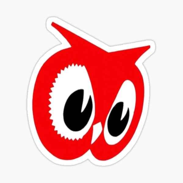 "red owl logo " Sticker by hachi123 | Redbubble