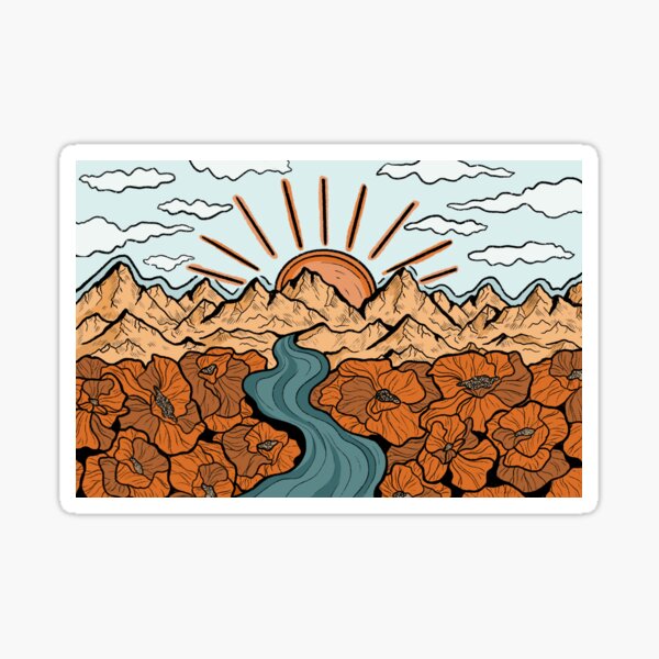 "mountain landscape" Sticker for Sale by skychandlerart | Redbubble