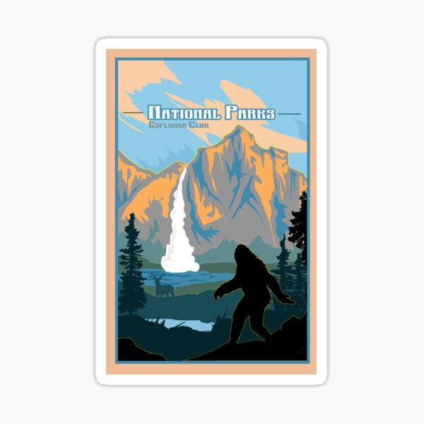"Bigfoot National Parks Explorers Club - yeti - Bigfoot" Sticker for ...