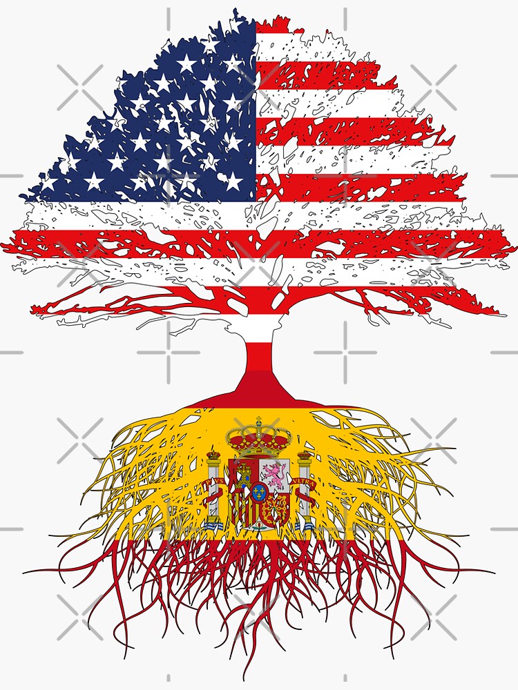 "Spanish Roots American Grown Spain Design For Men Women Kids" Sticker ...