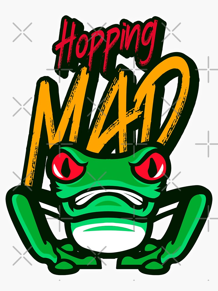 "Angry Frog Hopping Mad Glowing colorful Design" Sticker for Sale by ...