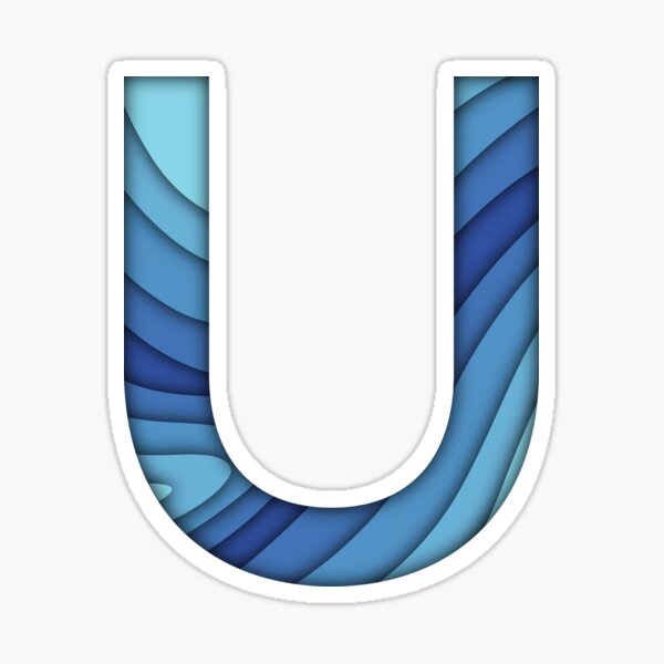 "Blue Cut-Paper Effect U" Sticker for Sale by Tuatara4 | Redbubble