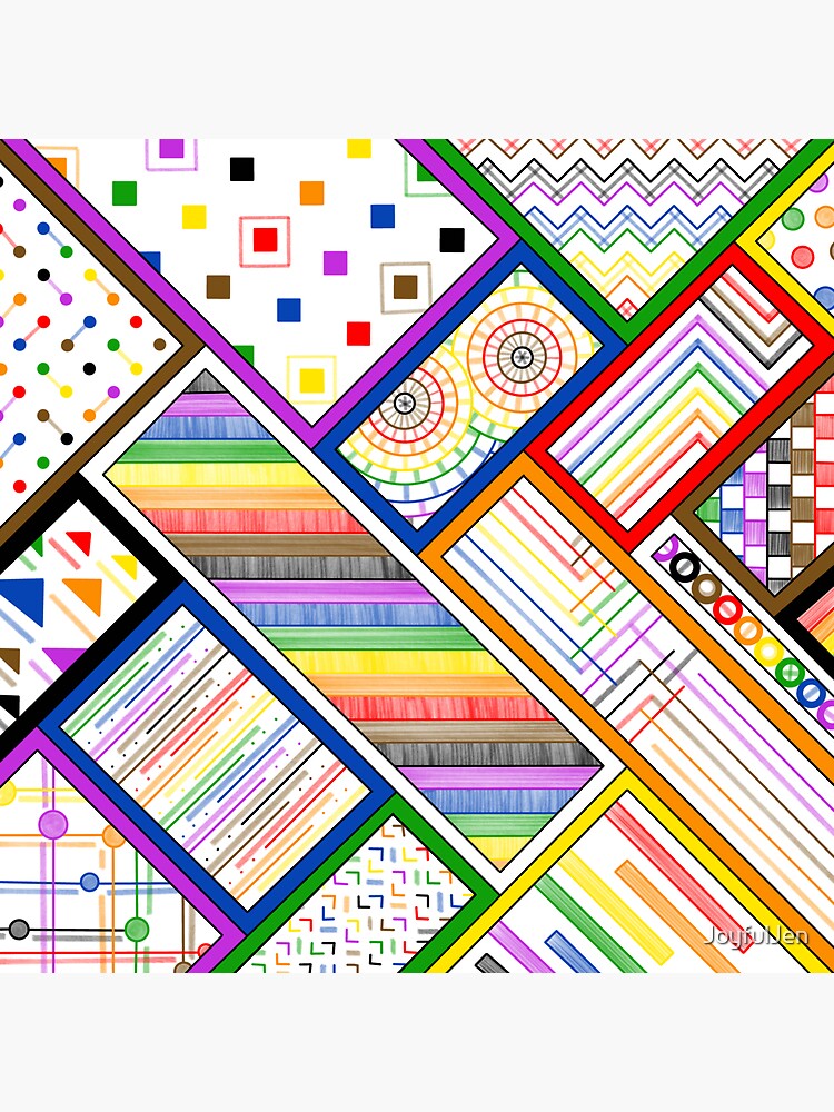 "Rainbow grid doodle" Sticker by JoyfulJen | Redbubble