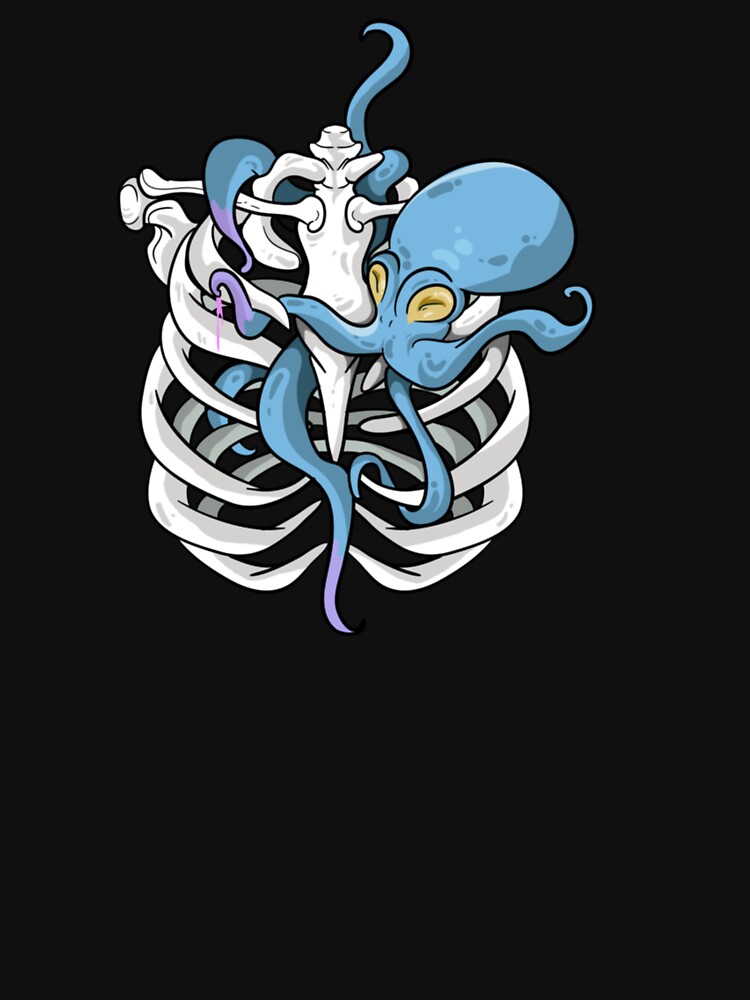 "Rib Cage Octopus Halloween Costume Sea Monster Squid Kraken" T-shirt ...