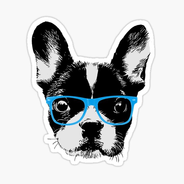 "Hipster French Bulldog Nerdy Dog" Sticker for Sale by pencilplus ...