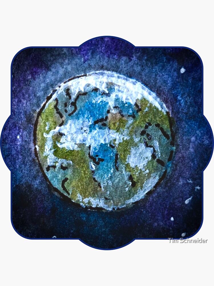 "Little Blue Marble - Watercolor Illustration" Sticker by tymonardo ...