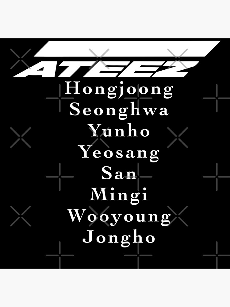 "ATEEZ logo with member names sticker" Poster by AmyDoungel | Redbubble