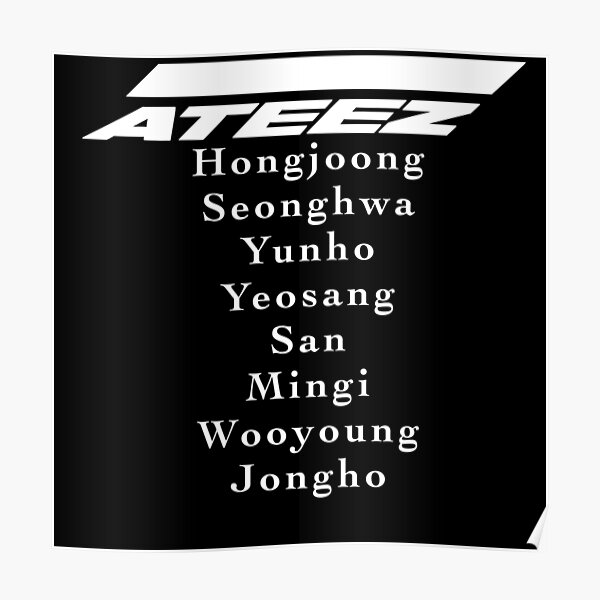 "ATEEZ logo with member names sticker" Poster by AmyDoungel | Redbubble