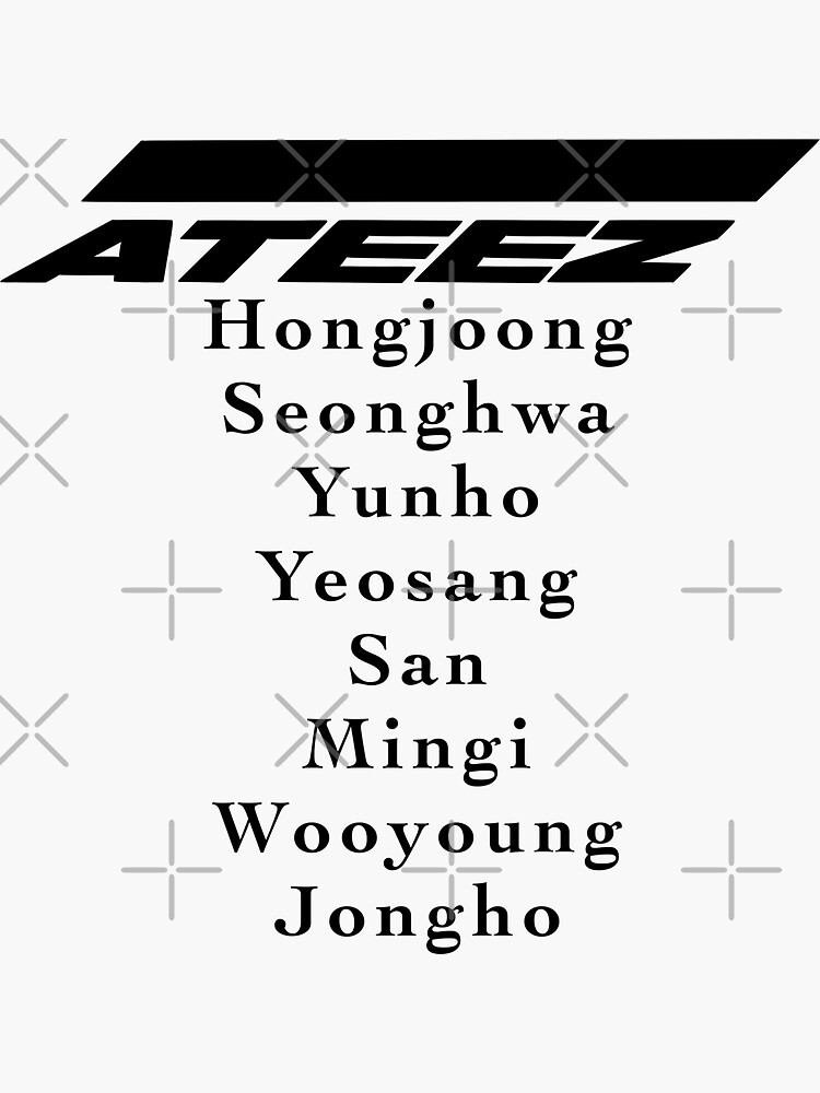 "ATEEZ logo with member names sticker" Sticker for Sale by AmyDoungel ...