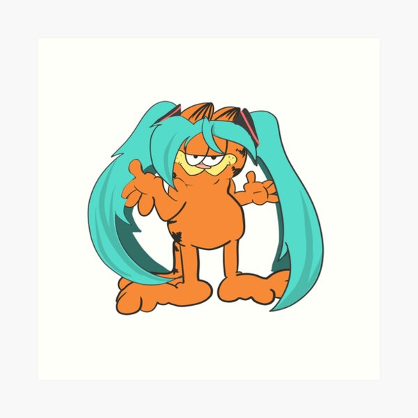"Hatsune Miku Garfield" Art Print for Sale by Marmimow | Redbubble