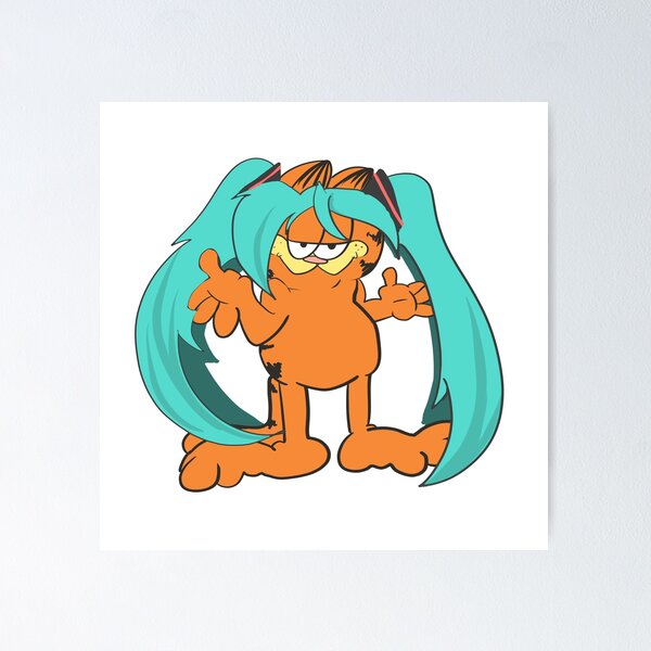 "Hatsune Miku Garfield" Poster for Sale by Marmimow | Redbubble