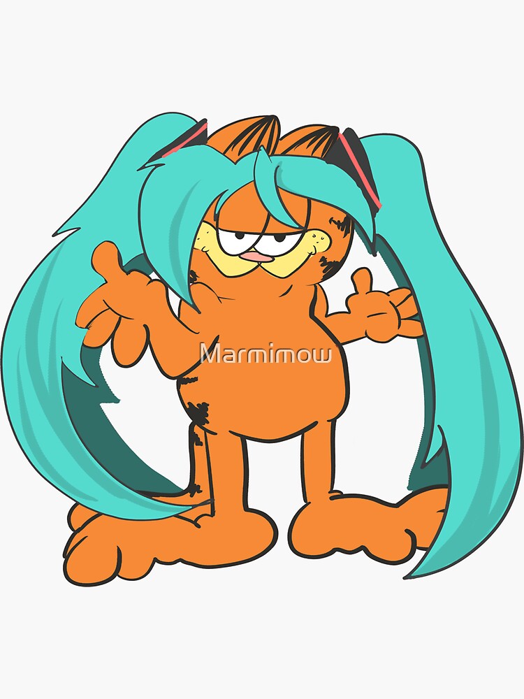 "Hatsune Miku Garfield" Sticker for Sale by Marmimow | Redbubble