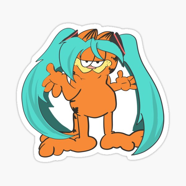 "Hatsune Miku Garfield" Sticker for Sale by Marmimow | Redbubble