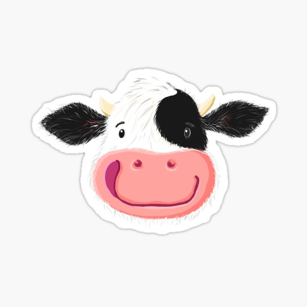 "Cute Smiling Dairy Cow" Sticker for Sale by brodyquixote | Redbubble