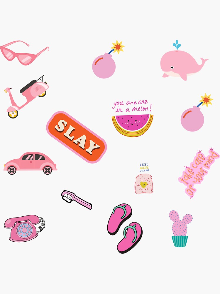 "pink aesthetic girly stickers pack" Sticker for Sale by PauBa | Redbubble
