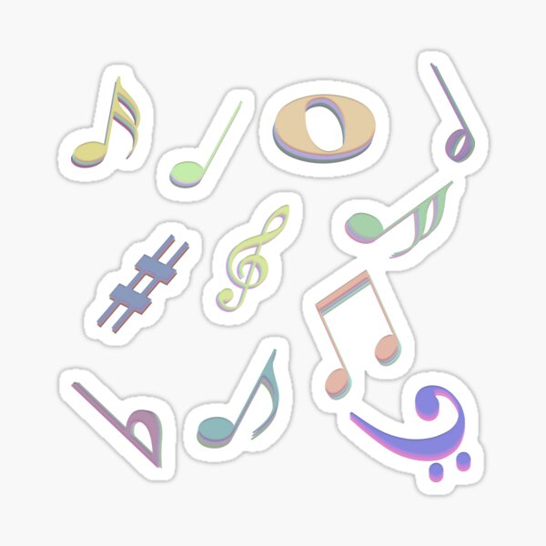 "Pastel Music Note aesthetic gradient pattern note Gift Idea" Sticker ...