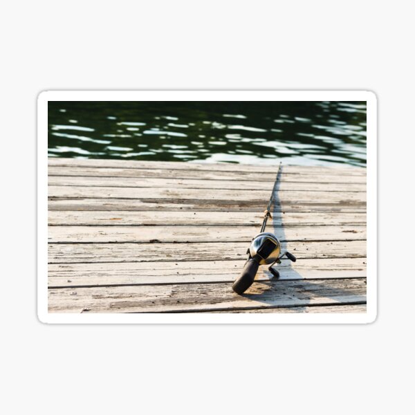 "fishing rod on a dock" Sticker for Sale by wprater51 | Redbubble