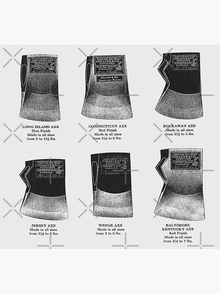"Collins Co. Axe Heads and labels Antique Catalogue Sketches" Poster ...
