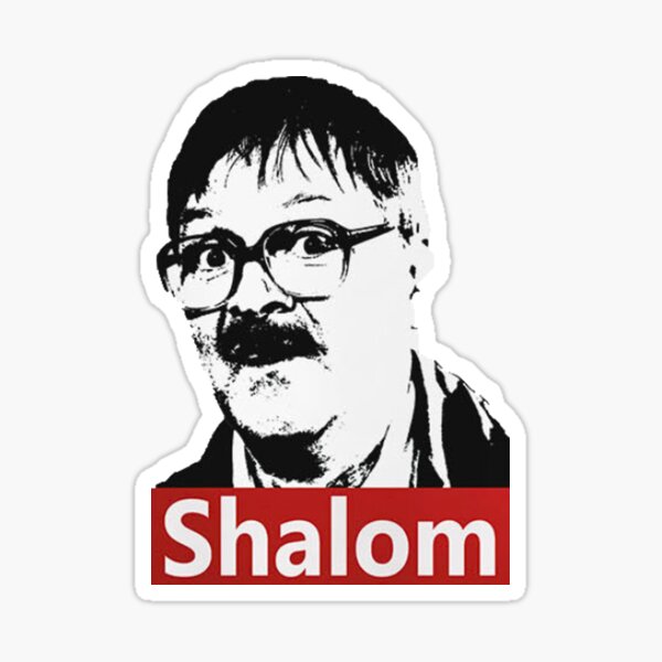 "Friday Night Dinner Funny Jim Bell Shalom Ideal" Sticker by Magicfox ...
