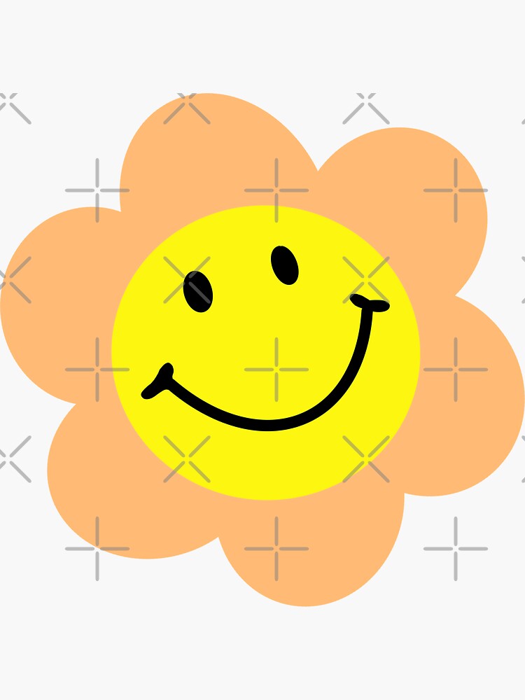 "smiley indie face flower" Sticker for Sale by sistermoiyaa | Redbubble