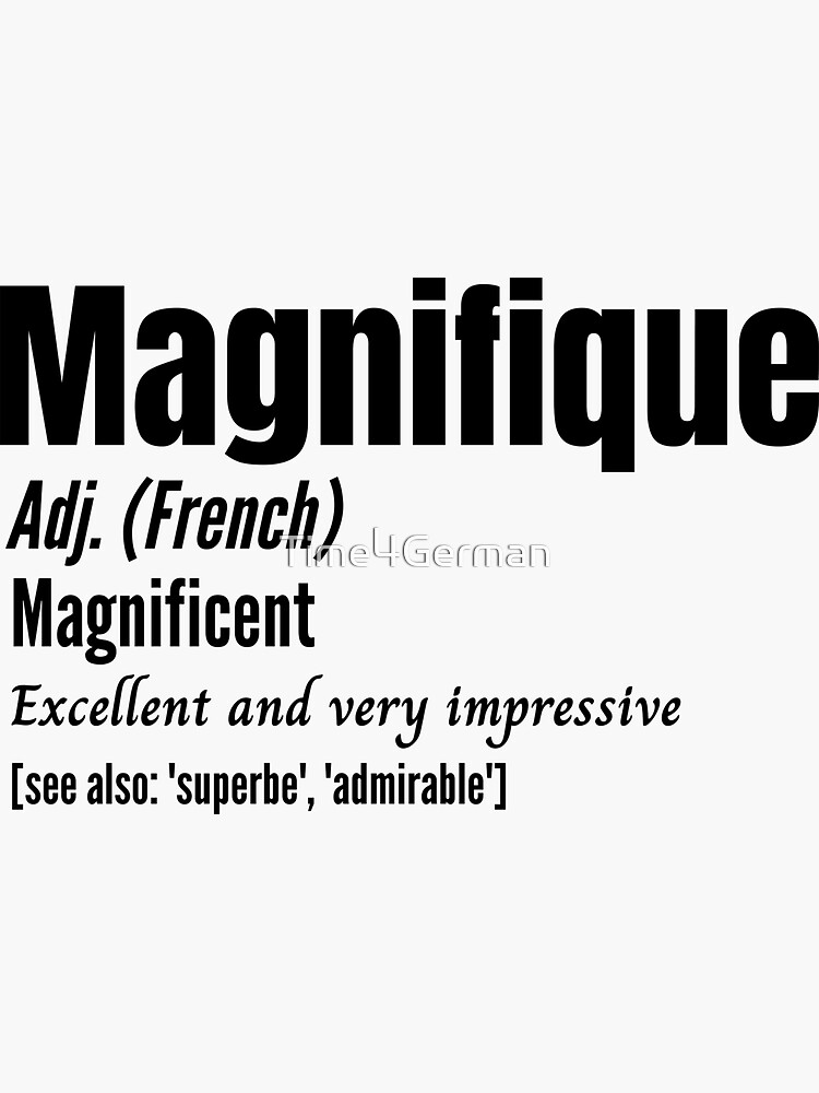 "Magnificent Magnifique French Flag Definition" Sticker for Sale by ...