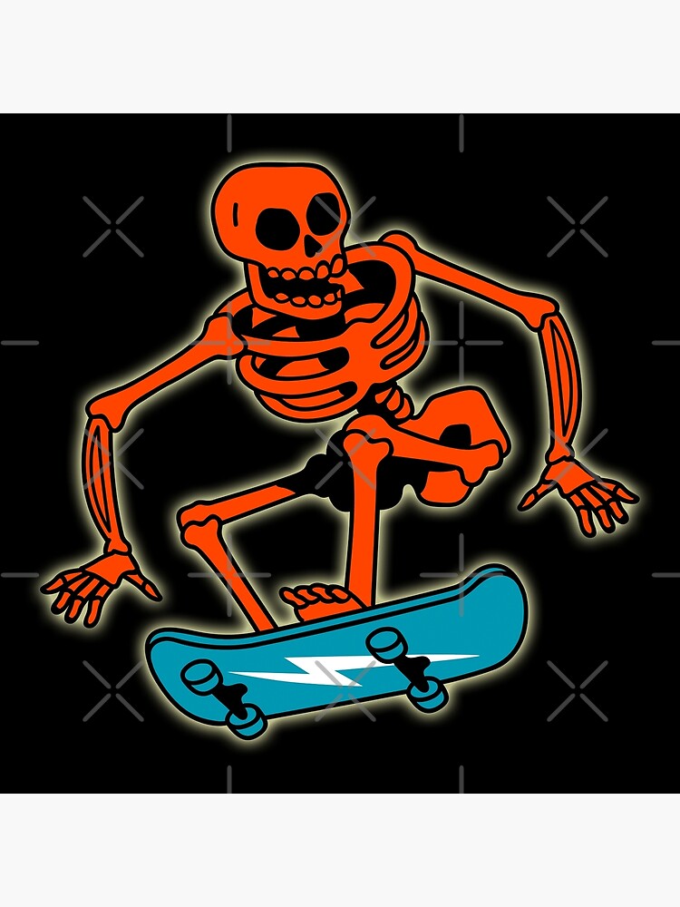 "Skeleton Skater Skateboarding Orange Glowing Halloween Action. For ...