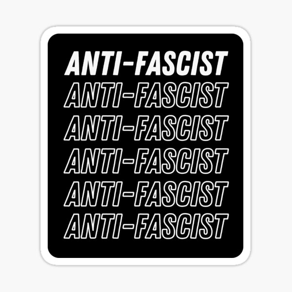 "anti-fascist (narrow font, hollow repeat, white text)" Sticker for ...