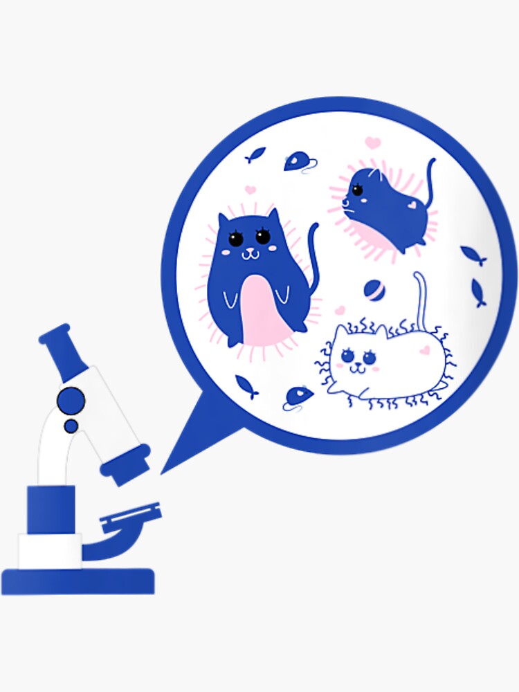 "Womens Cute Microbiology Cat Bacteria Science Lab" Sticker by Kelly ...