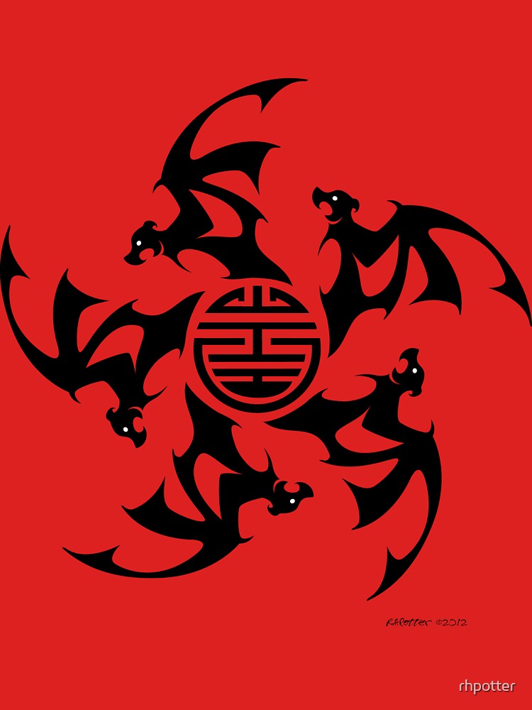 "Wu Fu Bats (Five Lucky Bats)" T-shirt for Sale by rhpotter | Redbubble ...