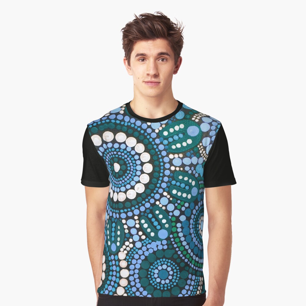 "Australian Aboriginal Art Turquoise Blue Pattern Family Gathering ...