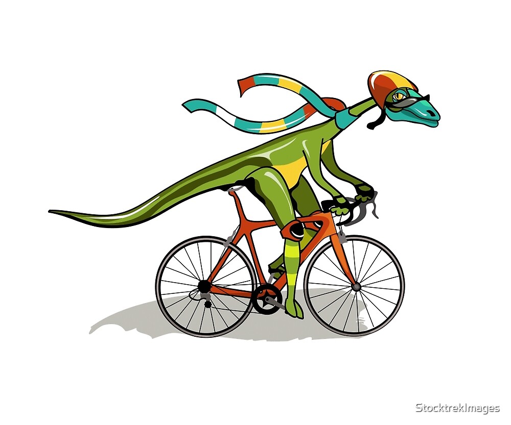 "Illustration of an Anabisetia dinosaur riding a bicycle." by ...