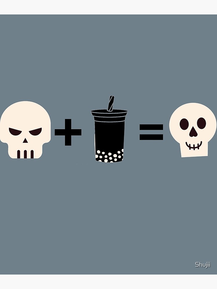 "Skeleton Drinking Boba or Bubble Tea (Halloween Cute Skull)" Art Print ...