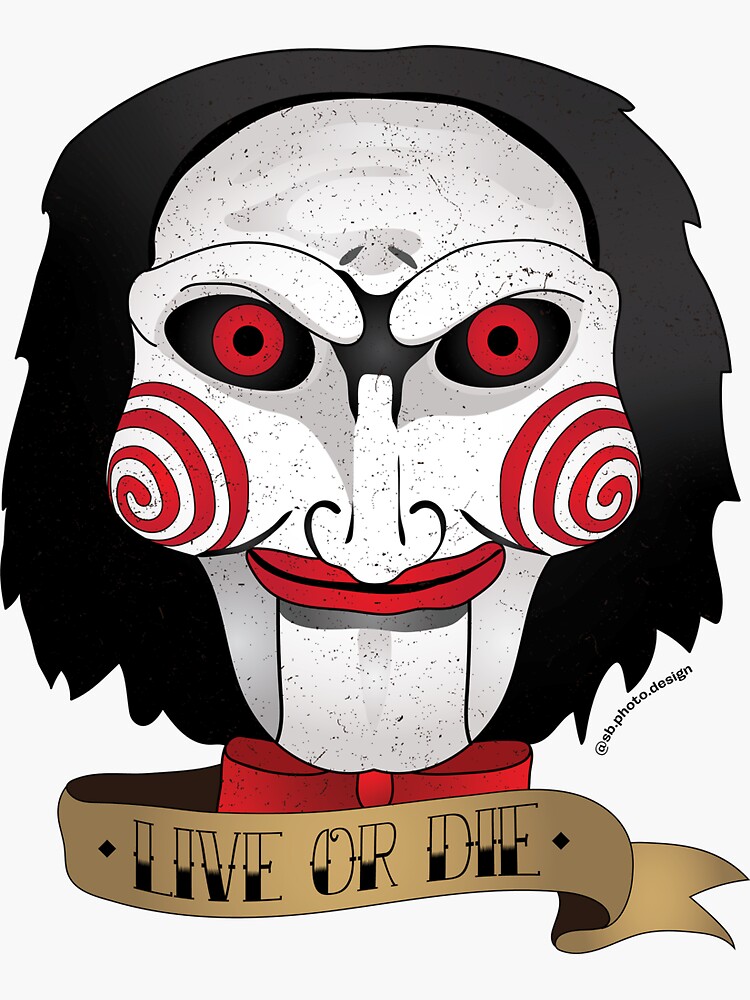 "SAW Jigsaw Horror Sticker" Sticker for Sale by saraboone98 | Redbubble