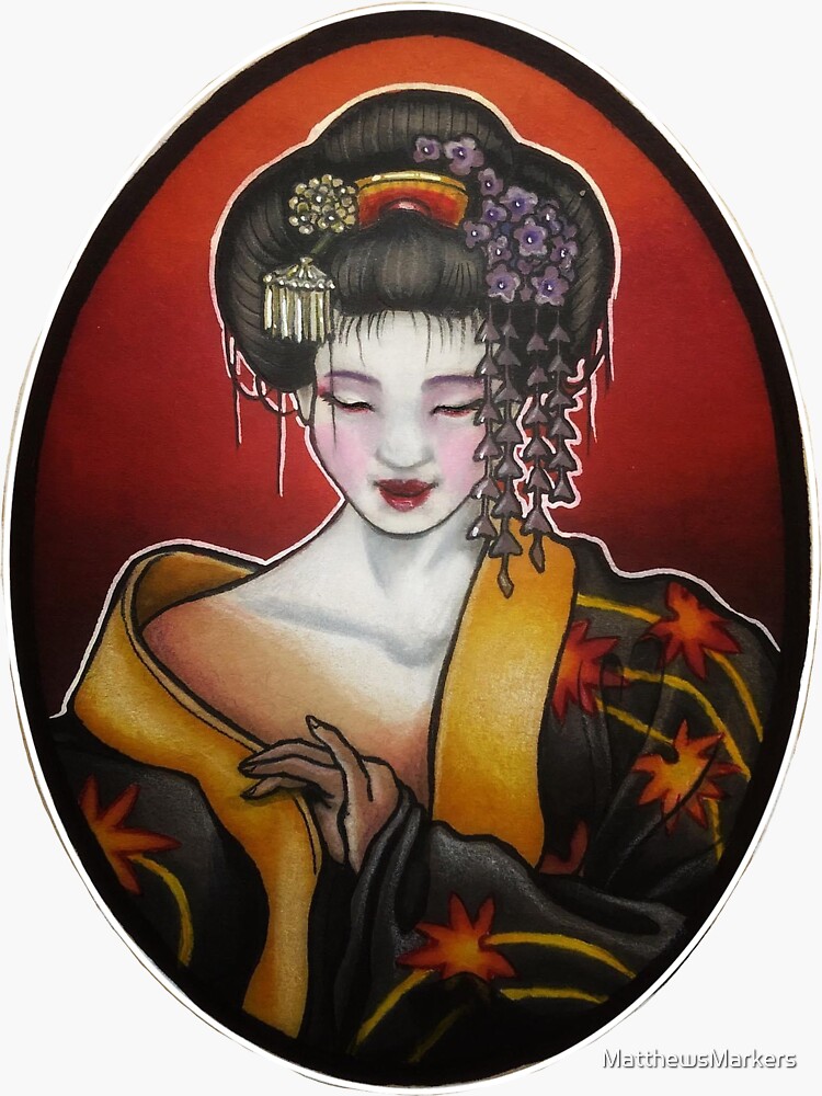 "Japanese Geisha " Sticker for Sale by MatthewsMarkers | Redbubble