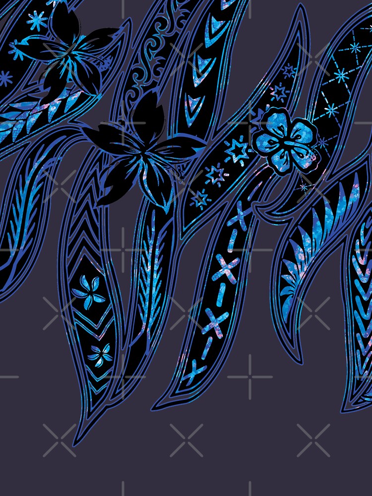 "Samoan Blue Shimmering Tribal Leaves" T-shirt by sunnthreads | Redbubble