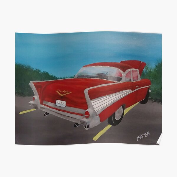 "57 Chevy (back design)" Poster for Sale by MaryOman | Redbubble