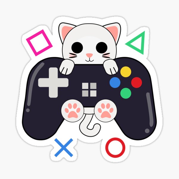 "Gamer cat console" Sticker for Sale by Artyselley | Redbubble